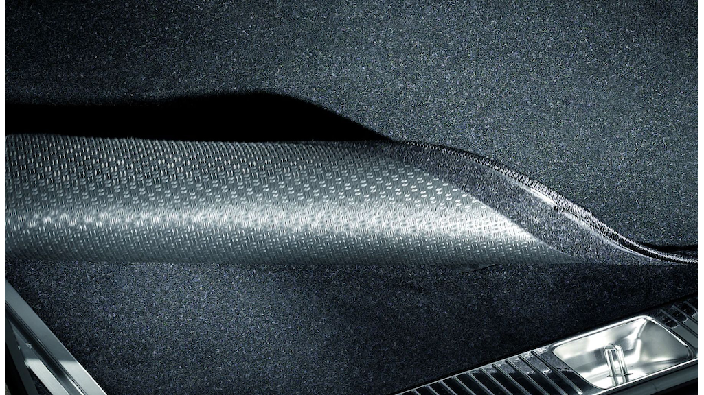 Reversible mat, accurate fit, with hook-and-loop tape for load sill ...